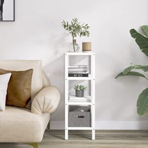 SMIBUY Bathroom Storage Shelf, 4-Tier Bamboo Rack Organizer, Multifunctional Shelving Unit for Living Room Bedroom Kitchen (White)