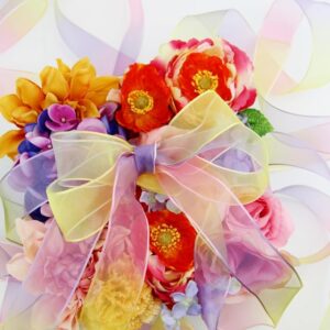 XMRIBBON Rainbow Sheer Organza Ribbon Wired 1-1/2 Inch X 25 Yards for Floral & Craft Decoration