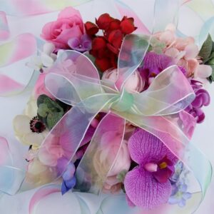 XMRIBBON Rainbow Sheer Organza Ribbon Wired 1-1/2 Inch X 25 Yards for Floral & Craft Decoration