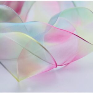 XMRIBBON Rainbow Sheer Organza Ribbon Wired 1-1/2 Inch X 25 Yards for Floral & Craft Decoration