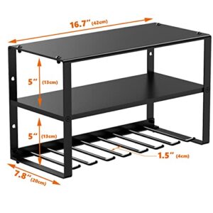 OUUO 3 Tiers Tool Garage Organization Drill Holder Heavy Duty Carbon Steel Power Tool Organizer - USA Designed Garage Storage Shelves - Garage Wall Mount Shelf - Power Tool Storage Rack