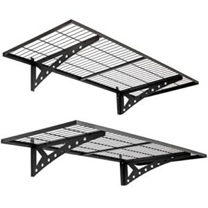 sanhang 2pack 1.64x4ft garage storage rack, for garage, storage room wall mounted shelf (black)