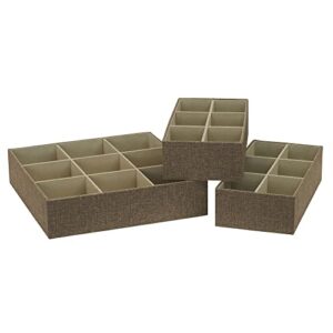 household essentials 3 piece starter set, latte drawer organizer, 3 count (pack of 1), brown