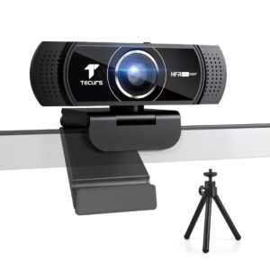 TECURS 1080P 60FPS Web Camera, HD Webcam with Microphone, Streaming Webcam with Tripod and Privacy Cover, Computer Camera for Calls/Conference, Zoom/Skype/YouTube, Laptop