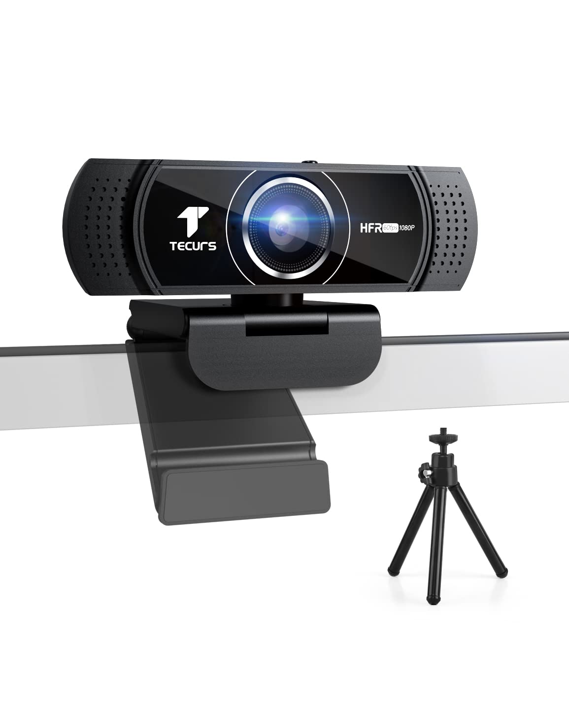 TECURS 1080P 60FPS Web Camera, HD Webcam with Microphone, Streaming Webcam with Tripod and Privacy Cover, Computer Camera for Calls/Conference, Zoom/Skype/YouTube, Laptop