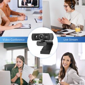 TECURS 1080P 60FPS Web Camera, HD Webcam with Microphone, Streaming Webcam with Tripod and Privacy Cover, Computer Camera for Calls/Conference, Zoom/Skype/YouTube, Laptop