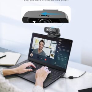 TECURS 1080P 60FPS Web Camera, HD Webcam with Microphone, Streaming Webcam with Tripod and Privacy Cover, Computer Camera for Calls/Conference, Zoom/Skype/YouTube, Laptop