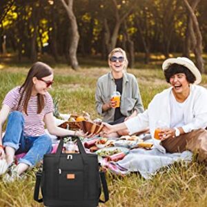 MOYAQI Large Soft Sided Picnic Cooler Bag 40L Insulated Leak Proof for 60 Cans of Beverage or Beer Storage, Collapsible Cooler Lunch Bag for Camping, Lunch, Beach, Picnic, Road Trips, Shopping, Travel