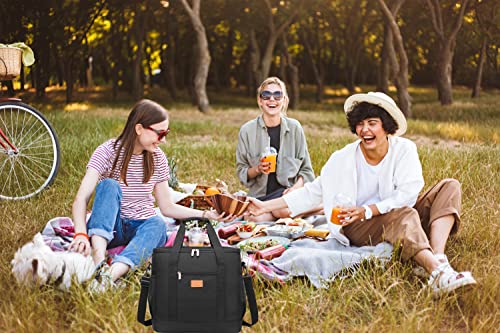 MOYAQI Large Soft Sided Picnic Cooler Bag 40L Insulated Leak Proof for 60 Cans of Beverage or Beer Storage, Collapsible Cooler Lunch Bag for Camping, Lunch, Beach, Picnic, Road Trips, Shopping, Travel