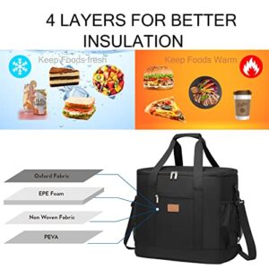 MOYAQI Large Soft Sided Picnic Cooler Bag 40L Insulated Leak Proof for 60 Cans of Beverage or Beer Storage, Collapsible Cooler Lunch Bag for Camping, Lunch, Beach, Picnic, Road Trips, Shopping, Travel