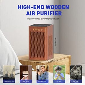 Air Purifiers For Home Large Room Up to 1000 Sq Ft Coverage Wooden Air Purifiers For Bedroom, H13 True Hepa Filter Remove 99.97% of Pet Dander, Wildfire Smoke, Dust, Ultra-Quiet (Walnut)