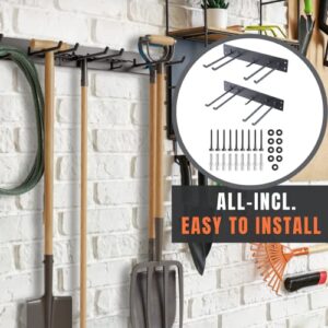 The Ultimate Garden Tool Organizer Racks For Wall Mount - Easy To Install Set of 2 Yard Tool Holders For Safe & Simple Garage/Shed Organization - Durable Utility Hangers For Shovels, Rakes & More