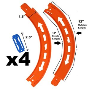 Hot Wheels Curve Tracks Expansion Packs ~ Includes 8 Curved Track Pieces & 4 Connectors ~ 10" Long