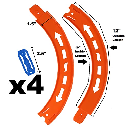 Hot Wheels Curve Tracks Expansion Packs ~ Includes 8 Curved Track Pieces & 4 Connectors ~ 10" Long