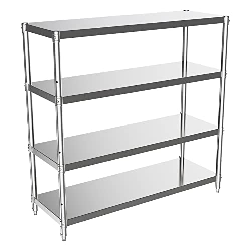 Storage Shelves, 4 Tier Shelf Adjustable Stainless Steel Shelves, Sturdy Metal Shelves Heavy Duty Shelving Units and Storage for Kitchen Commercial Office Garage Storage, 47L X 16W X 47H 880Lbs Total