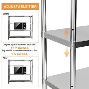 Storage Shelves, 4 Tier Shelf Adjustable Stainless Steel Shelves, Sturdy Metal Shelves Heavy Duty Shelving Units and Storage for Kitchen Commercial Office Garage Storage, 47L X 16W X 47H 880Lbs Total