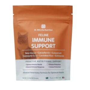 Dr. Bill’s Feline Immune Support | Immune Support for Cats | Colostrum for Cats | Pet Supplement | Includes Beta Glucan, Lactoferrin, Colostrum, Zinc, Coenzyme Q-10, and Bifidobacterium