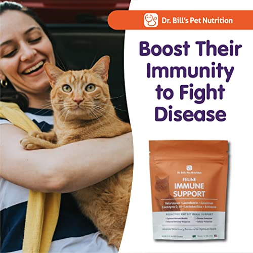 Dr. Bill’s Feline Immune Support | Immune Support for Cats | Colostrum for Cats | Pet Supplement | Includes Beta Glucan, Lactoferrin, Colostrum, Zinc, Coenzyme Q-10, and Bifidobacterium