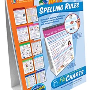 Spelling Rules Flip Chart Set (Grades 3 - 6) - 10 Laminated Write-On/Wipe-Off, Double-Sided Charts Mounted on Easel with Activity Guide