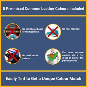 Leather and Vinyl Repair Kit. Repairs and Touch Ups [Restore Scratches, Stains and Cracks] to Any Colored Couches, Car Seats, Shoes, Handbags Or Dashboards. Easily Match Colors with 5 Leather Shades