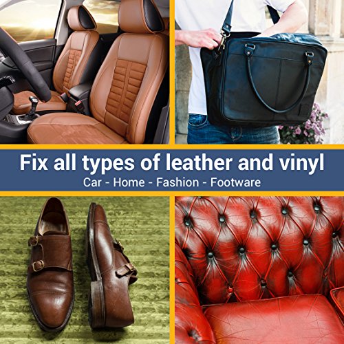 Leather and Vinyl Repair Kit. Repairs and Touch Ups [Restore Scratches, Stains and Cracks] to Any Colored Couches, Car Seats, Shoes, Handbags Or Dashboards. Easily Match Colors with 5 Leather Shades