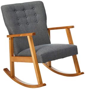 christopher knight home harvey mid-century modern fabric rocking chair, grey / light walnut