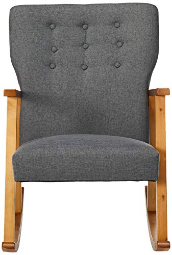 Christopher Knight Home Harvey Mid-Century Modern Fabric Rocking Chair, Grey / Light Walnut