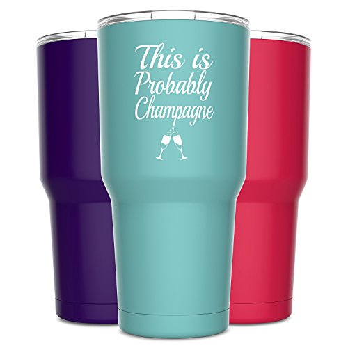 Alcee This is Probably Champagne Stainless Steel Funny Tumbler with Lid - Large 30 oz Vacuum Insulated Travel Mug - Funny Tumblers for Hot Coffee and Cold Drinks - Premium Gifts Women Men Mom Sister