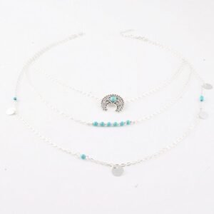 Nongkhai shop Retro Silver Turquoise Hippie Bohemian Necklace Ethnic Boho Festival Jewelry New