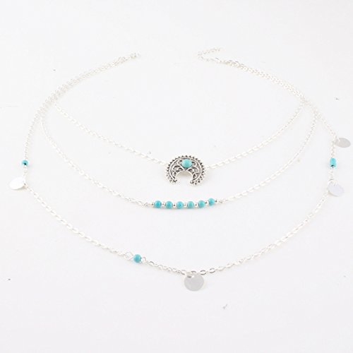 Nongkhai shop Retro Silver Turquoise Hippie Bohemian Necklace Ethnic Boho Festival Jewelry New