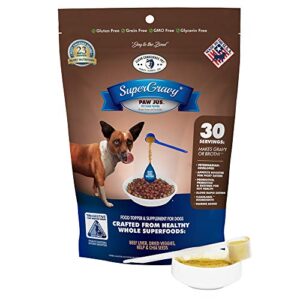 SuperGravy PAW jus - Natural Dog Food Gravy Topper - Hydration Broth Food Mix - Human Grade – Kibble Seasoning for Picky Eaters – Gluten Free & Grain Free, 30 Scoop, 01046