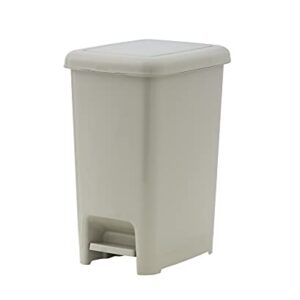 Plastic Slim Step-On Pedal Trash Can,10.5 Gal Waste Bin for Under Desk, Office, Bedroom, Bathroom- 42 Qt Soft Beige