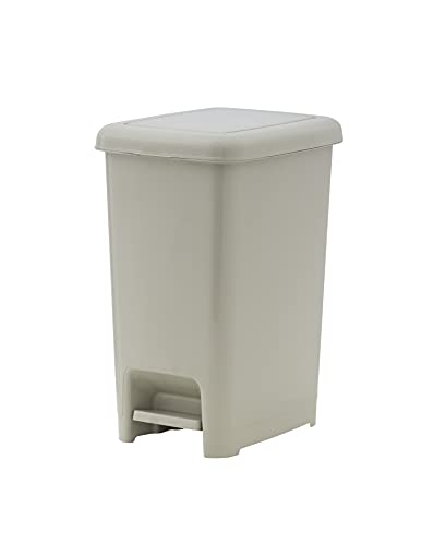 Plastic Slim Step-On Pedal Trash Can,10.5 Gal Waste Bin for Under Desk, Office, Bedroom, Bathroom- 42 Qt Soft Beige