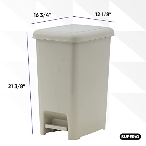 Plastic Slim Step-On Pedal Trash Can,10.5 Gal Waste Bin for Under Desk, Office, Bedroom, Bathroom- 42 Qt Soft Beige