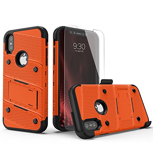 iPhone X Case - Zizo [Bolt Series] with Free [iPhone X Screen Protector] Kickstand [12 ft. Military Grade Drop Tested] Holster Belt Clip