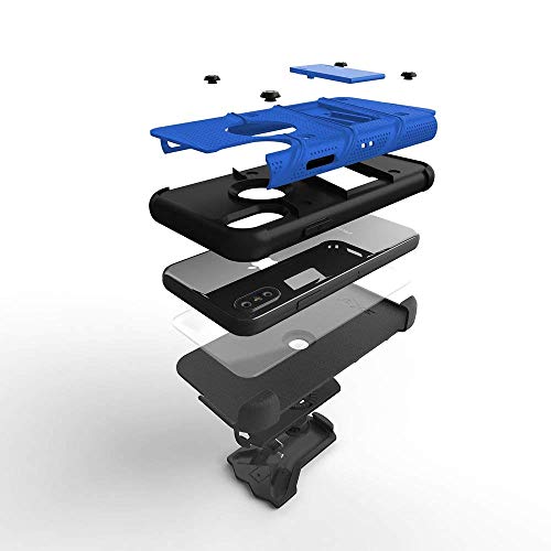 Zizo Bolt Series Compatible with iPhone X Case Military Grade Drop Tested with Screen Protector, Kickstand and Holster iPhone Xs Blue Black