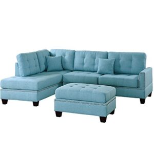 Poundex PDEX- Sofas, Light Blue