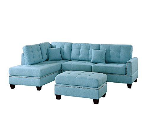 Poundex PDEX- Sofas, Light Blue