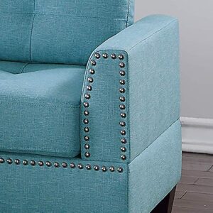 Poundex PDEX- Sofas, Light Blue