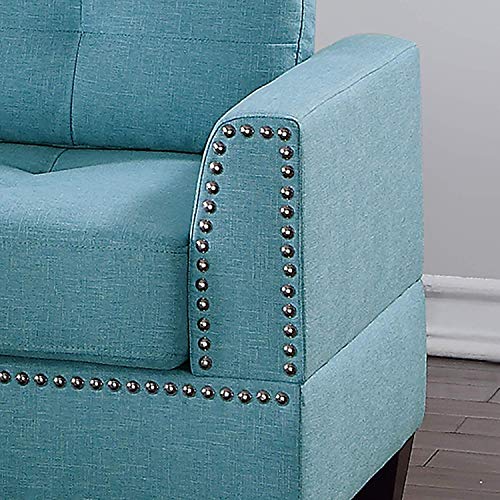 Poundex PDEX- Sofas, Light Blue