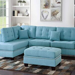 Poundex PDEX- Sofas, Light Blue