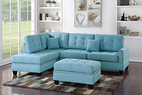 Poundex PDEX- Sofas, Light Blue