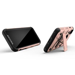 Zizo Bolt Series Compatible with iPhone X Case Military Grade Drop Tested with Screen Protector, Kickstand and Holster iPhone Xs Rose Gold Black