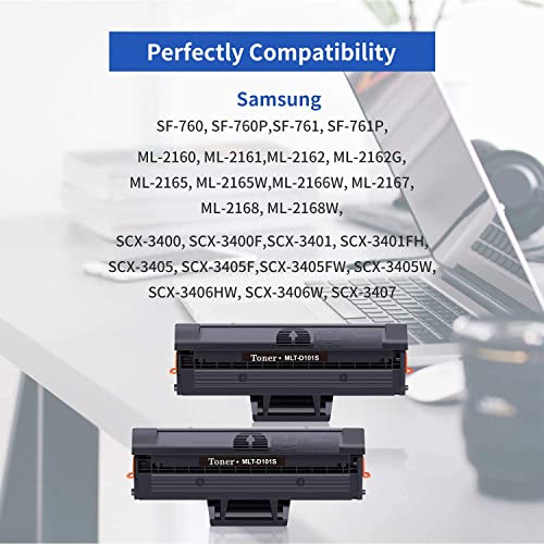 MIROO Compatible Toner Cartridge Replacement for Samsung MLT-D101S MLTD101S 2 Black,Use on Samsung SCX-3405W ML-2165W SCX-3405FW ML-2161 ML-2166W ML-2160 ML-2165 SCX-3400 SCX-3401FH SF-761P Printer