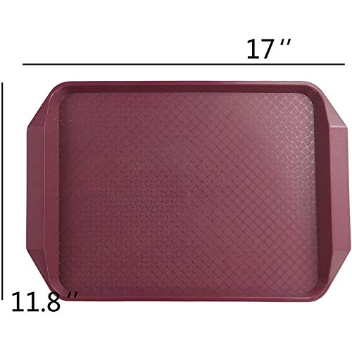 Qskely Plastic Fast Food Trays for Eating, 17" x 11.8", Set of 4