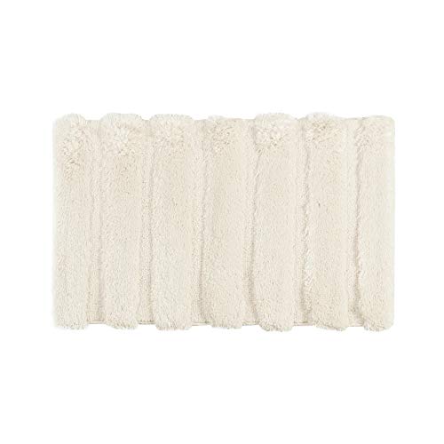 Madison Park Tufted Pearl Channel Absorbant Quick Dry - Washable Bath Mat , Casual Solid Shower Bathroom Rug, 21x34, Wheat