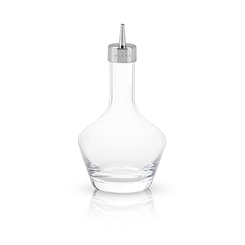 Viski Bitters Bottle with Stainless Steel Dasher Top Liquor Pourers, 6 oz, Clear