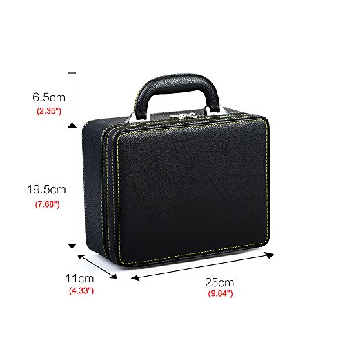 Oirlv Black Leather Travel Jewelry Box Jewelry Storage Case