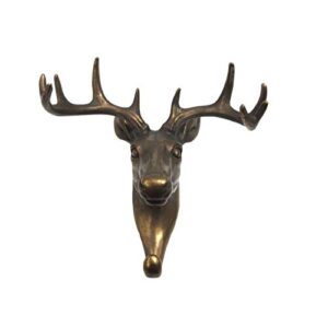 pacific giftware wild animal head single wall hook hanger animal shape rustic faux bronze decorative wall sculpture (buck)