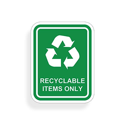 Recycling Items Only Sticker Vinyl Die Cut Recycling Decal with Recycle Logo Label Home Office Work